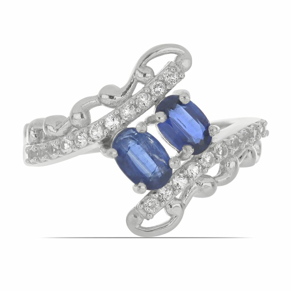 Кольцо, серебро, 925 проба, родирование, кианит, топаз