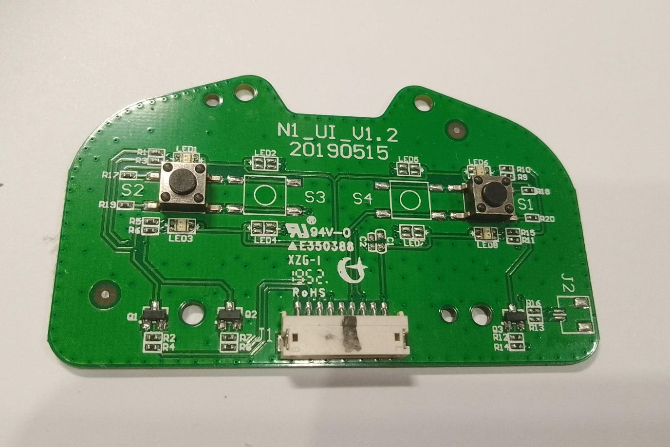 Плата с кнопками управления (N1_UI_V1.2 20190515 94V-0 E350388 XZG-I RoHS) робота пылесоса Xrobot (N1)