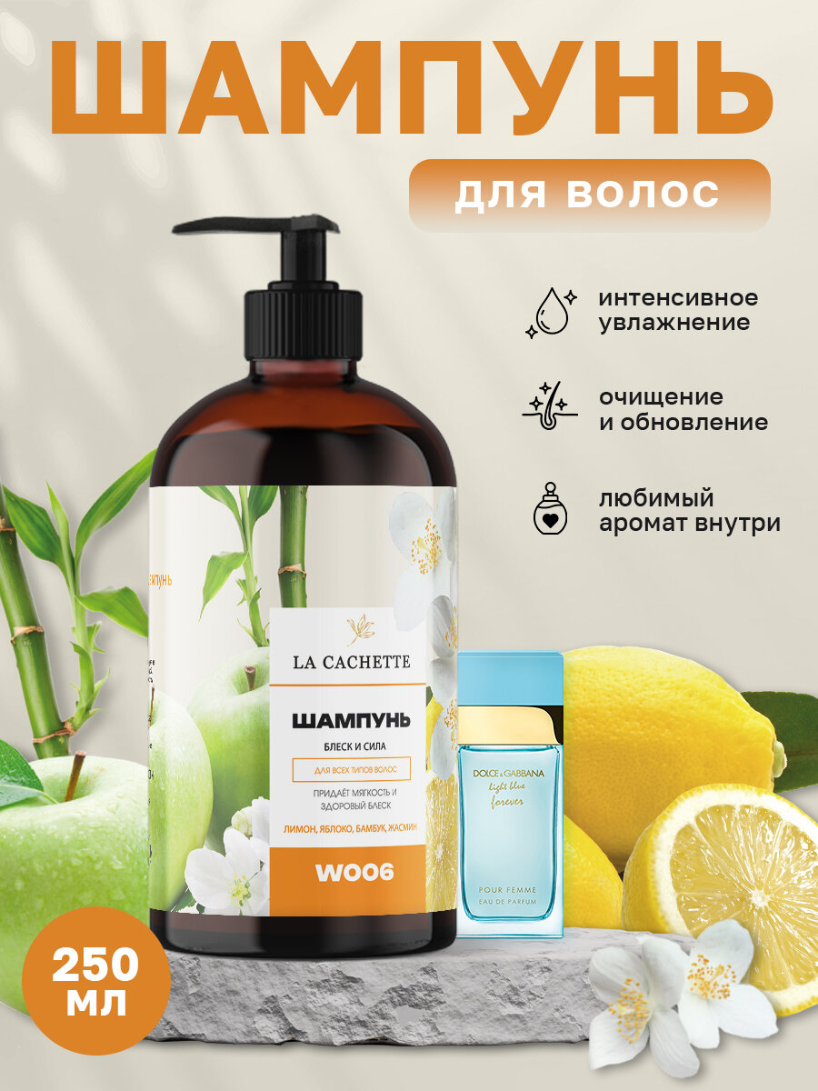 Шампунь для волос увлажняющий La Cachette W006 Light Blue, 250 мл, с дозатором