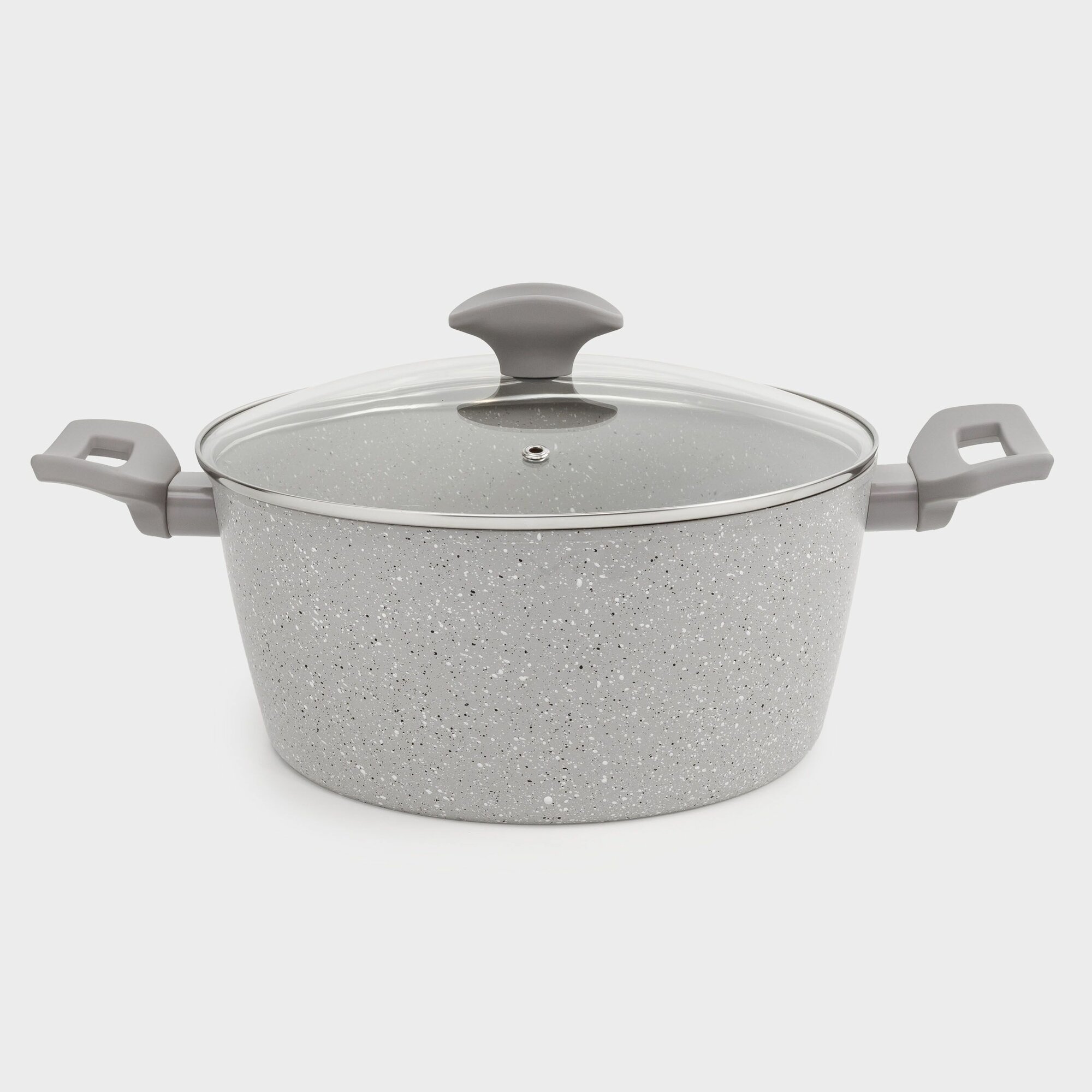 Кастрюля, 24 см, 3,9 л, с крышкой, с покрытием, бежево-серая, Decision
