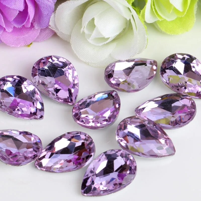 Кристаллы QIMONTON капли воды 6-30 мм 23 цвета Фиолетовый, 13X18mm 20pcs, crystal violet