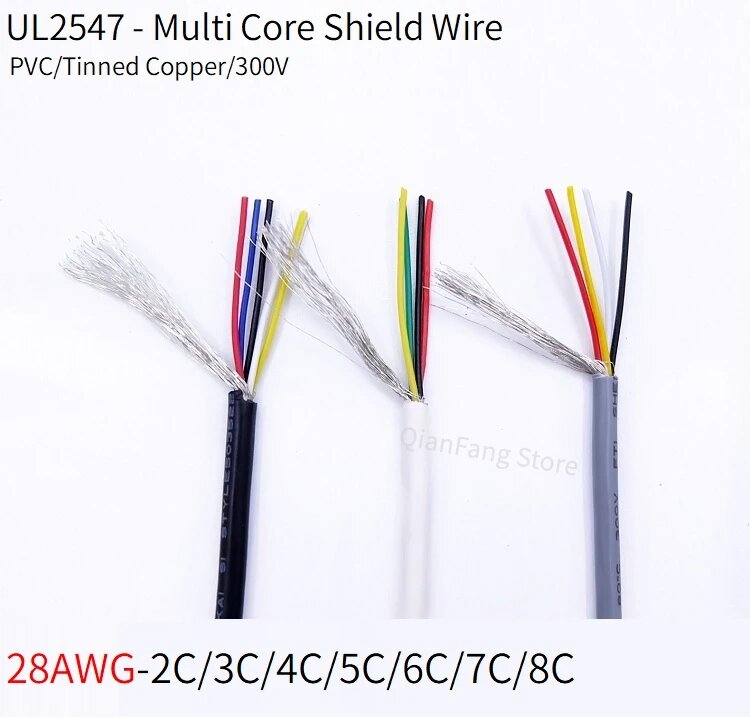 Экранированный сигнальный кабель 28AWG 2-8 жил UL2547 28AWG - (7Cores), серый, 2M