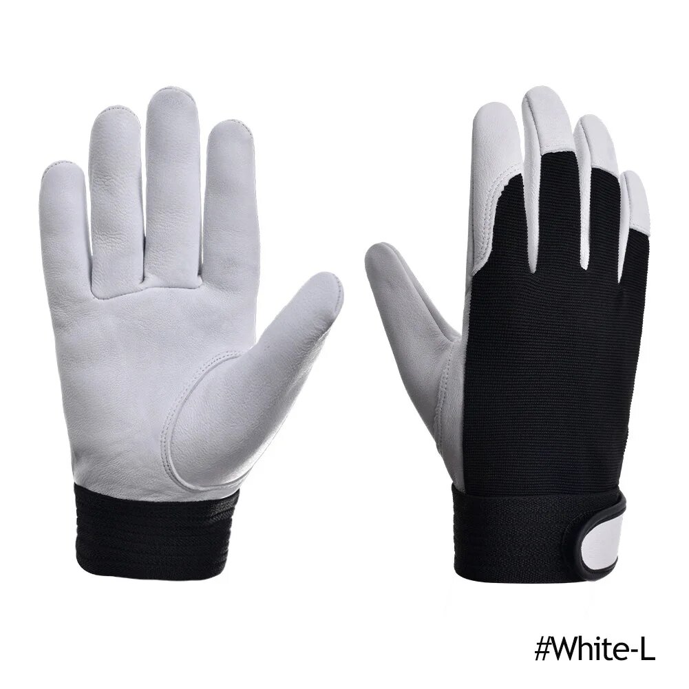 Белые рабочие перчатки из кожи, L-White