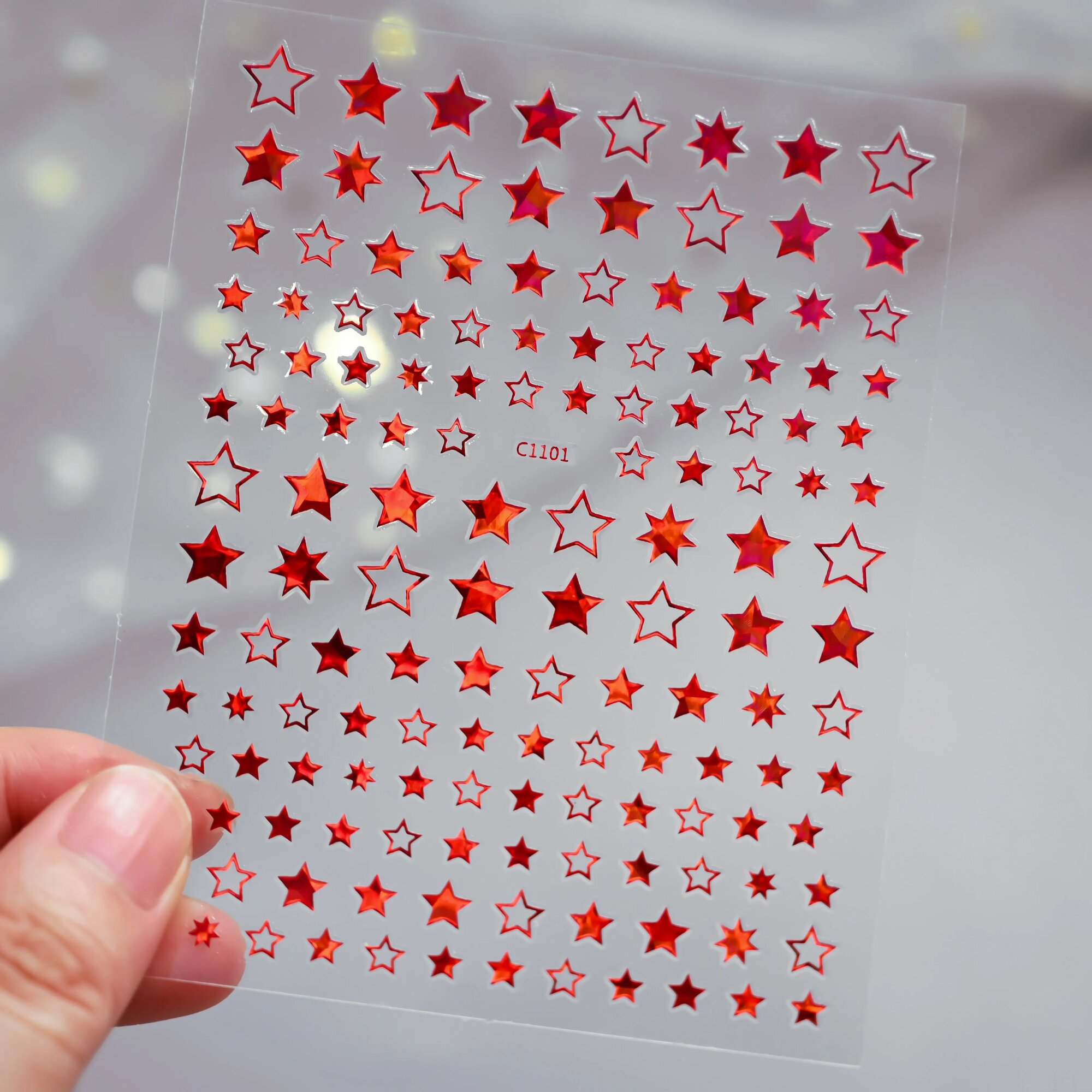 MAFANAILS 3D наклейки для ногтей серебристые красные звезды NKS211-15