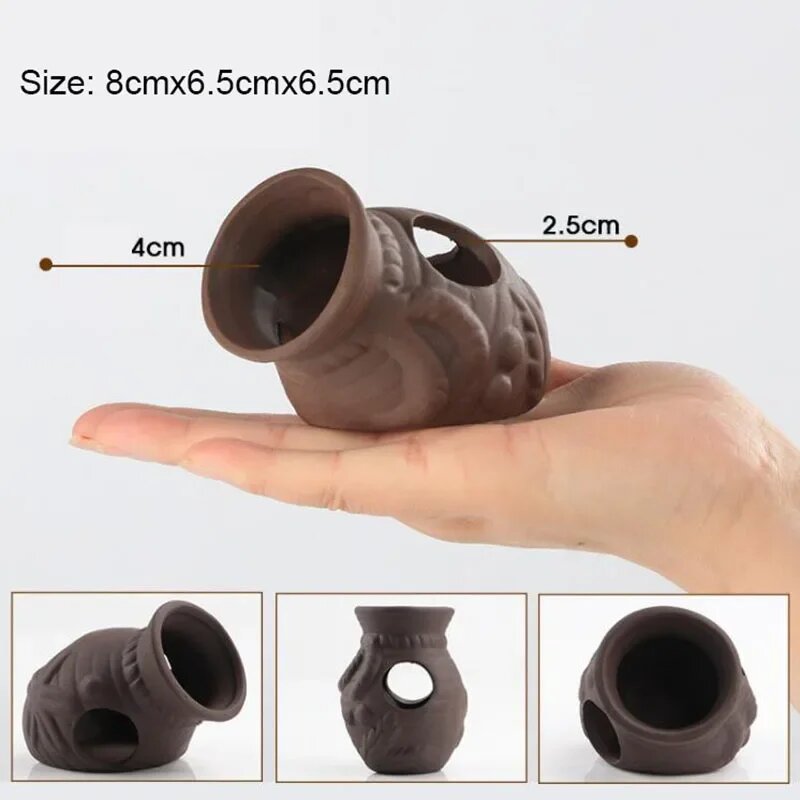 Керамический домик для рыб и креветок Коричневый, Vase