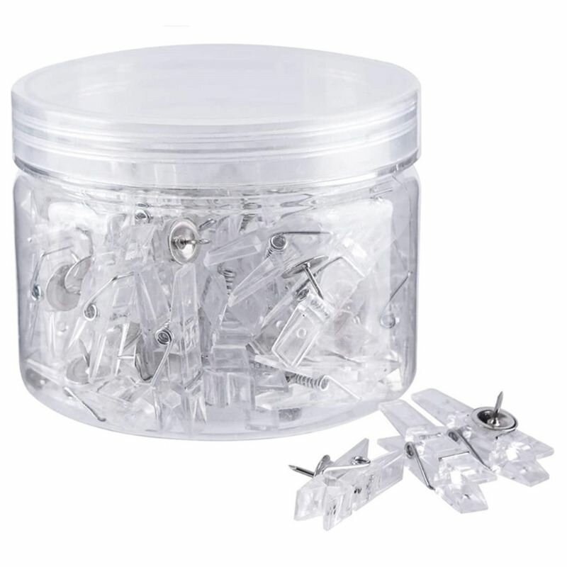 Пластиковые прозрачные цветные булавки-клипсы