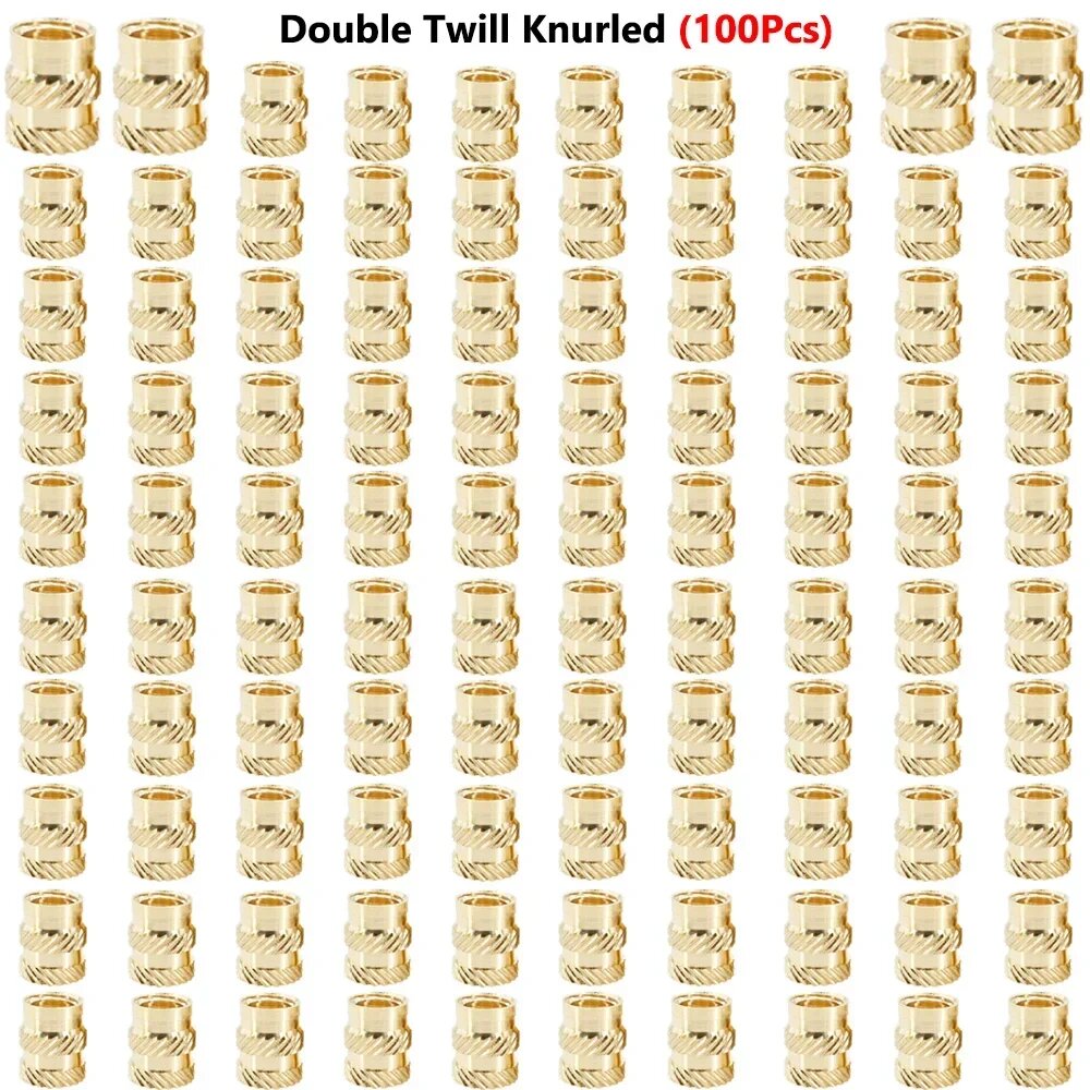 Латунные вставки EDGAR GARY M2 M2.5 M3 M4 M5 M6 M3xL3xOD4.2, Twill Knurled(100Pcs