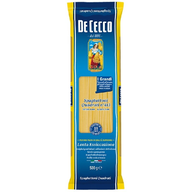 Макаронные изделия DE CECCO №413 Spaghettoni Quadrati (Спагеттони Квадрати) 500г