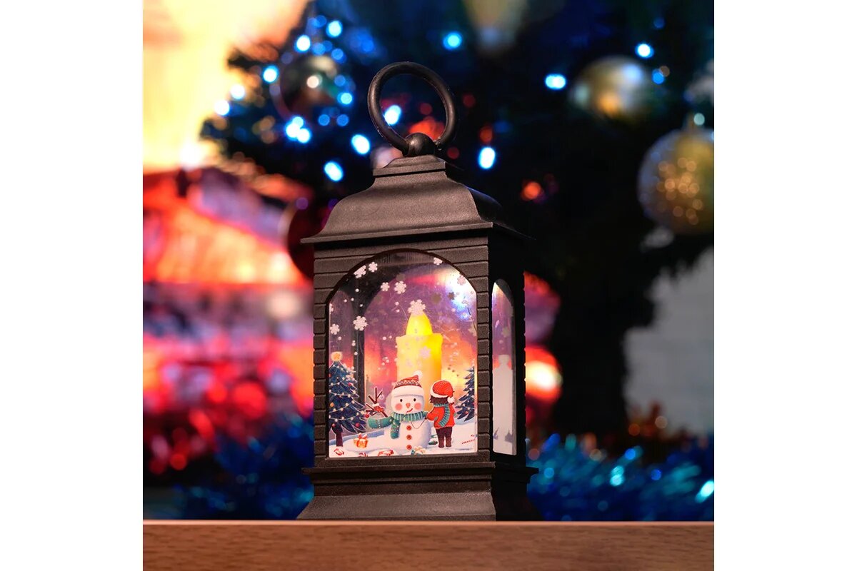 FERON Световая фигура Свеча "Снеговик" 1LED (батарейки в компл), 12,5см, черный, LT127, 51456