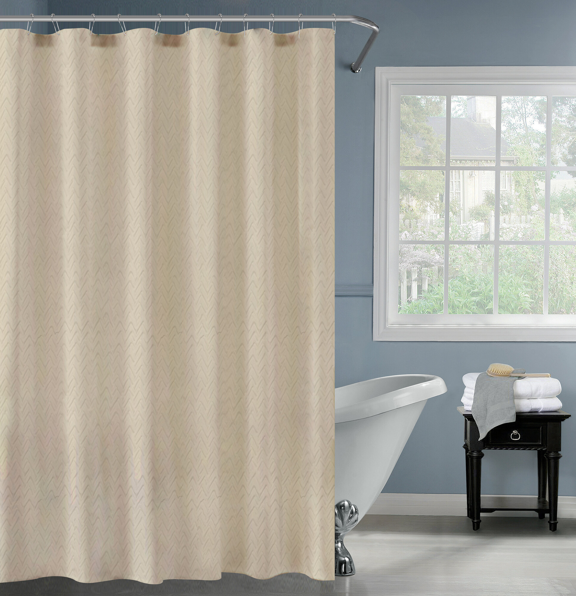 Штора для ванной Swensa Istra 180x180 см полиэстер цвет айвори