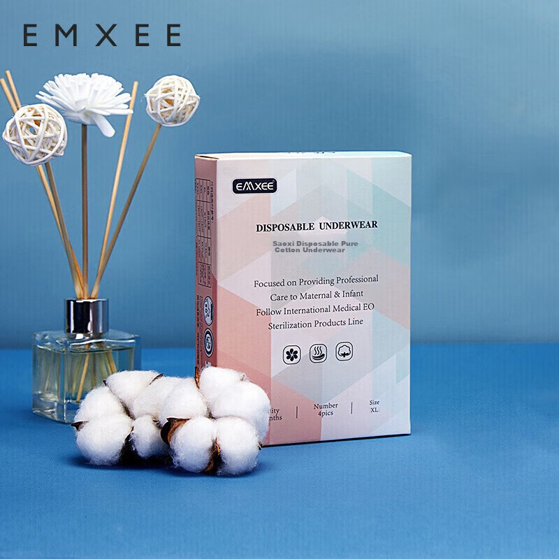 EMXEE Disposable Underwear for Pregnant Women, Postpartum Pure Cotton Panties, Travel-Friendly Portable Pack, No-Wash Menstrual Period Underwear
