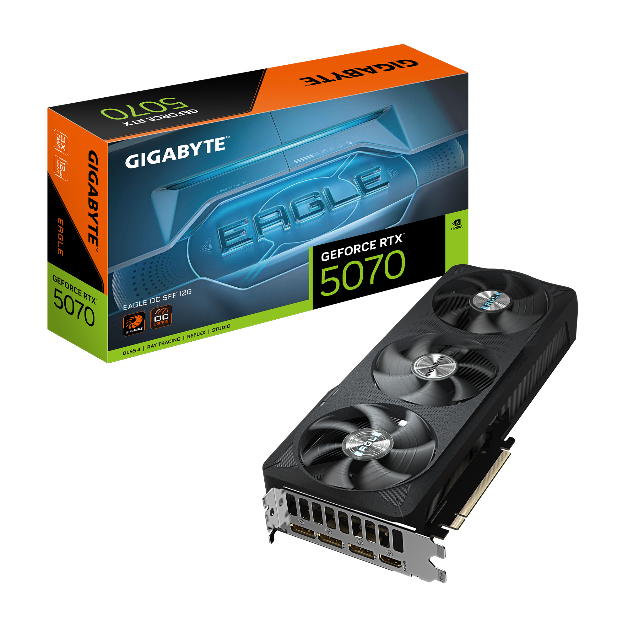 GIGABYTE Видеокарта GIGABYTE GeForce RTX 5070 EAGLE OC SFF 12G GV-N5070EAGLE OC-12GD (GeForce RTX 5070, 12ГБ GDDR7, HDMI, 3xDP) (PCI-E) (ret)