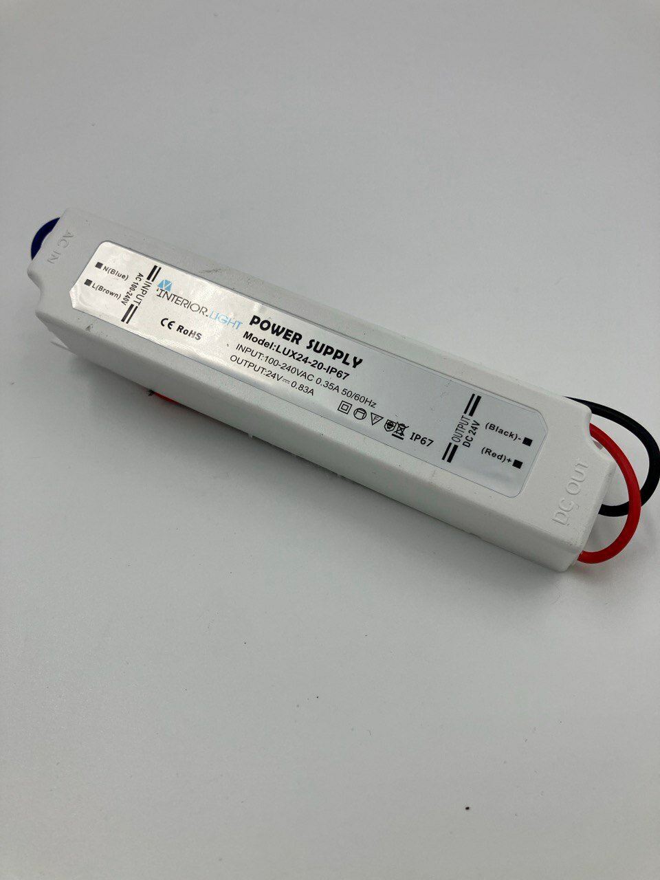 Блок питания для светодиодной ленты влагозащищенный Interiorlight LUX24-20-ip67, 20W, 24v