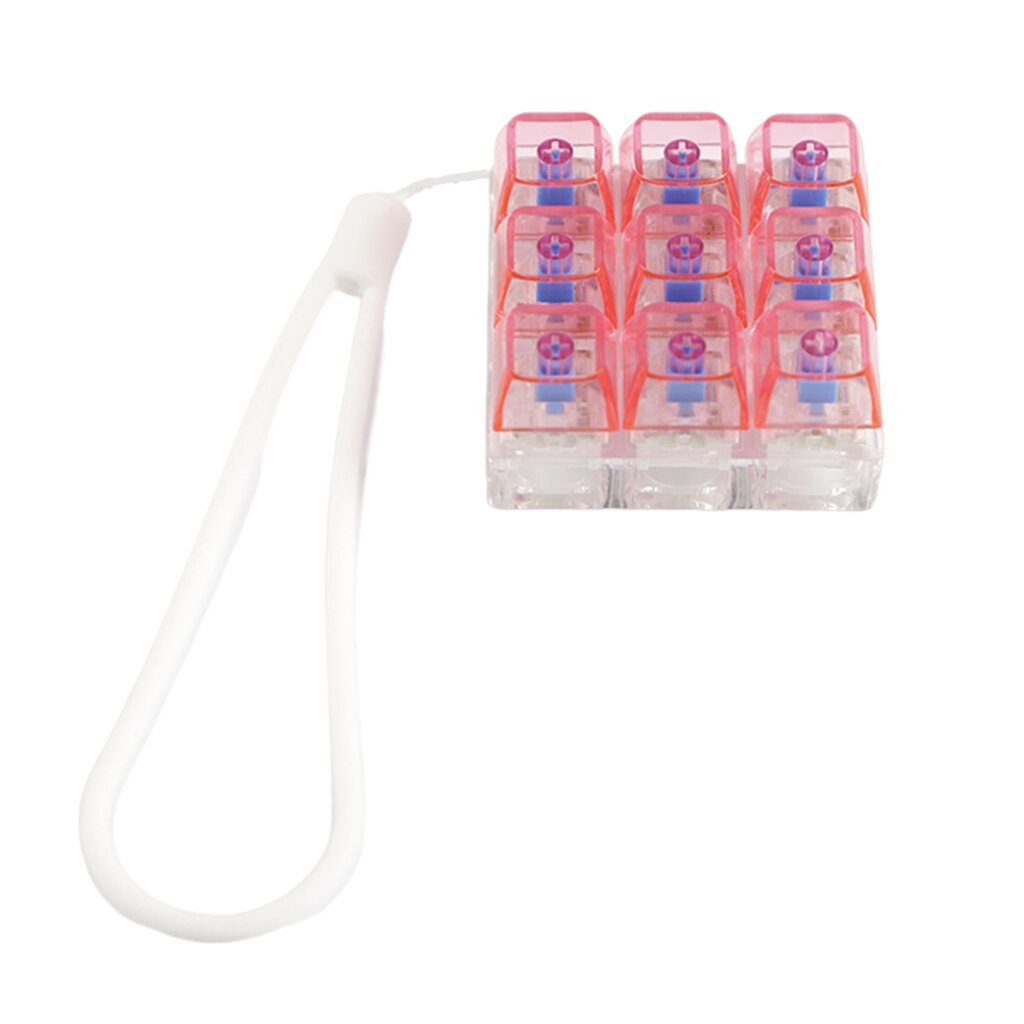 Кнопка декомпрессии с 9 клавишами, колпачок для ключей, силиконовая веревка, без подсветки, розовый прозрачный