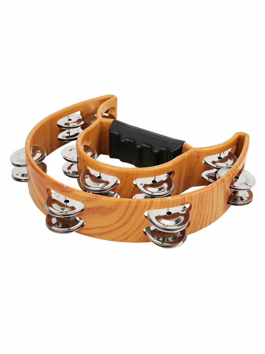 Двухрядный металлический колокольчик-бубен с эргономичной ручкой, ударный инструмент для музыкантов, удобный в игре и портативный, двухрядные металлические джинглы