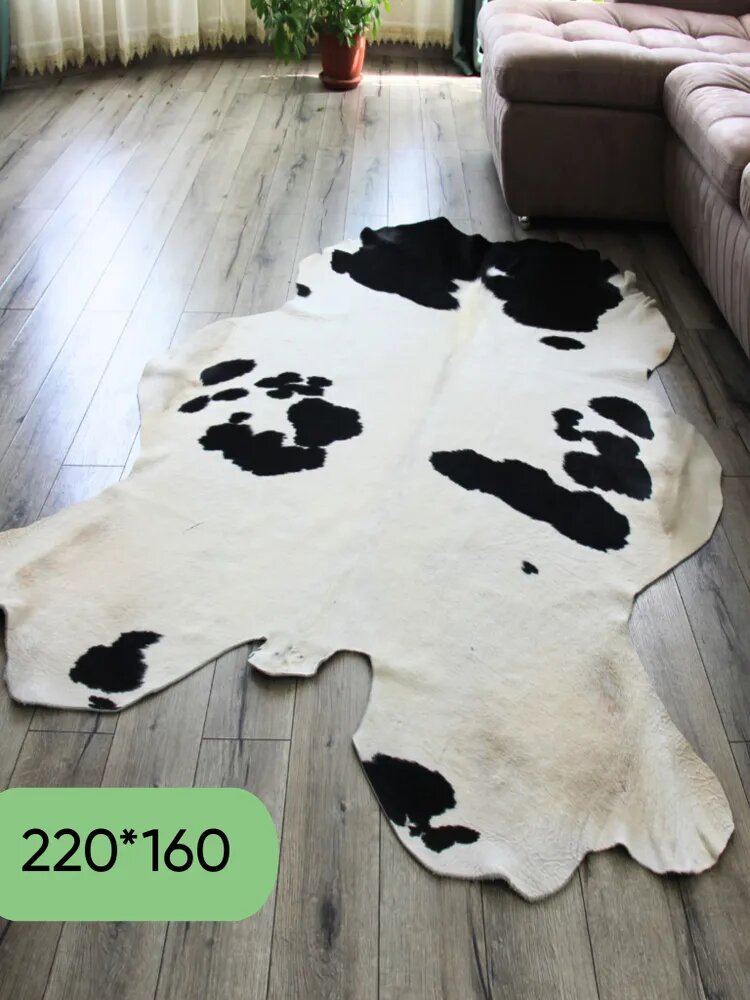 Ковер шкура коровы натуральная природный окрас Shkura-Dekor черно-белая 2.2*1.6