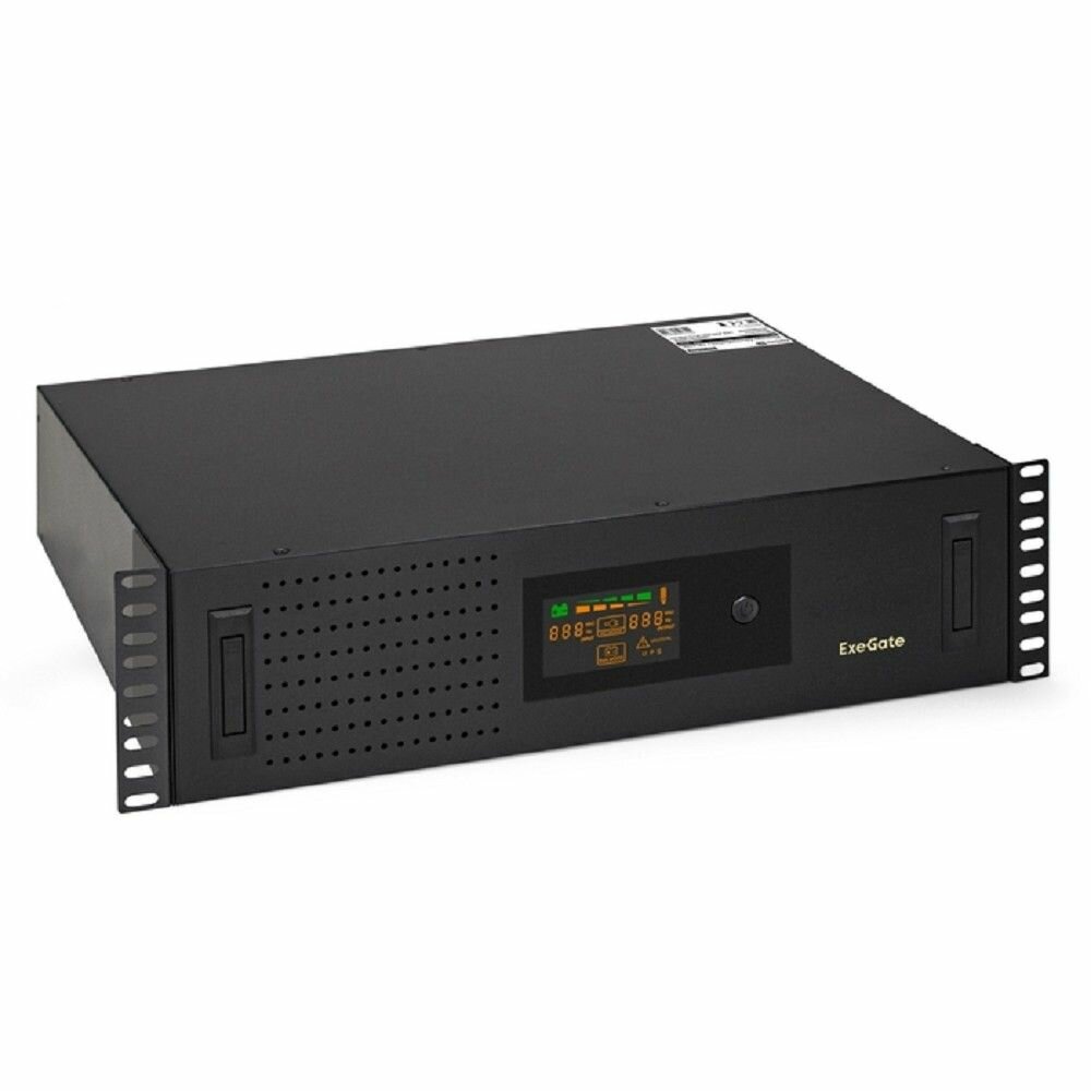 ИБП ExeGate ServerRM UNL-3000. LCD. AVR.2SH.3C13. USB.3U, 3000ВА/1800Вт, AVR, LCD, 5 розеток (Schuko+IEC), 3U, USB