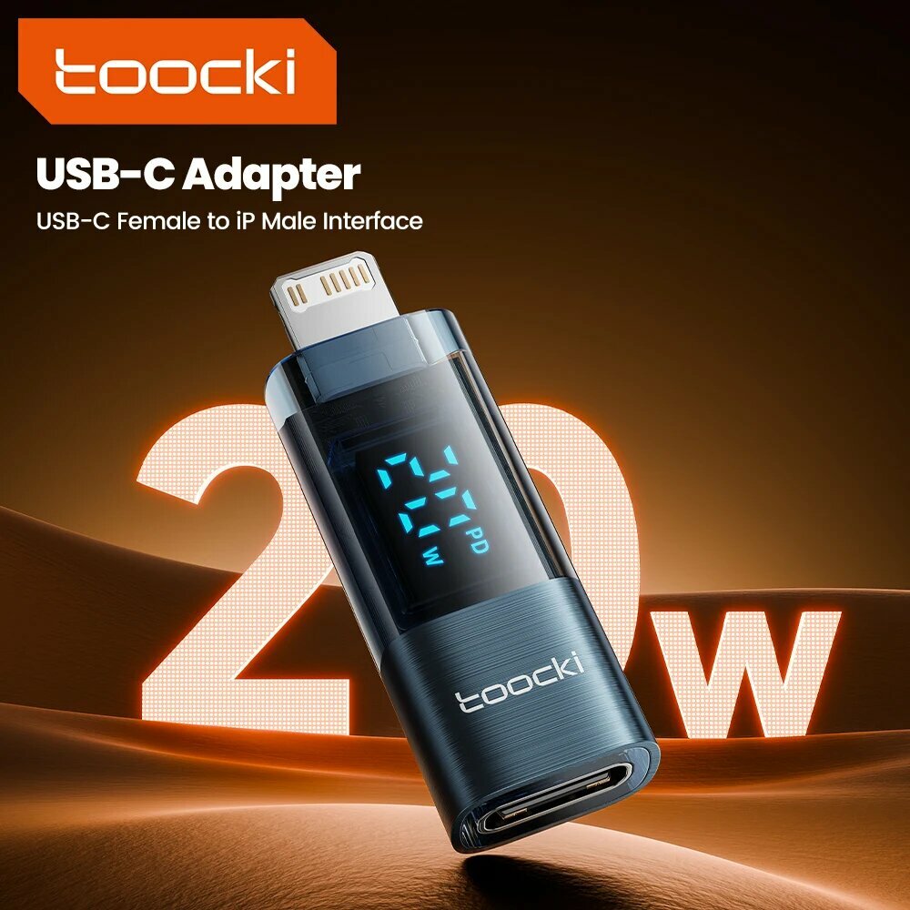 Toocki USB C to Lighting Адаптер для iPad 27 Вт Выход Цифровой дисплей OTG Конвертер для iPhone 14 Pro Max Разъем интерфейса iP