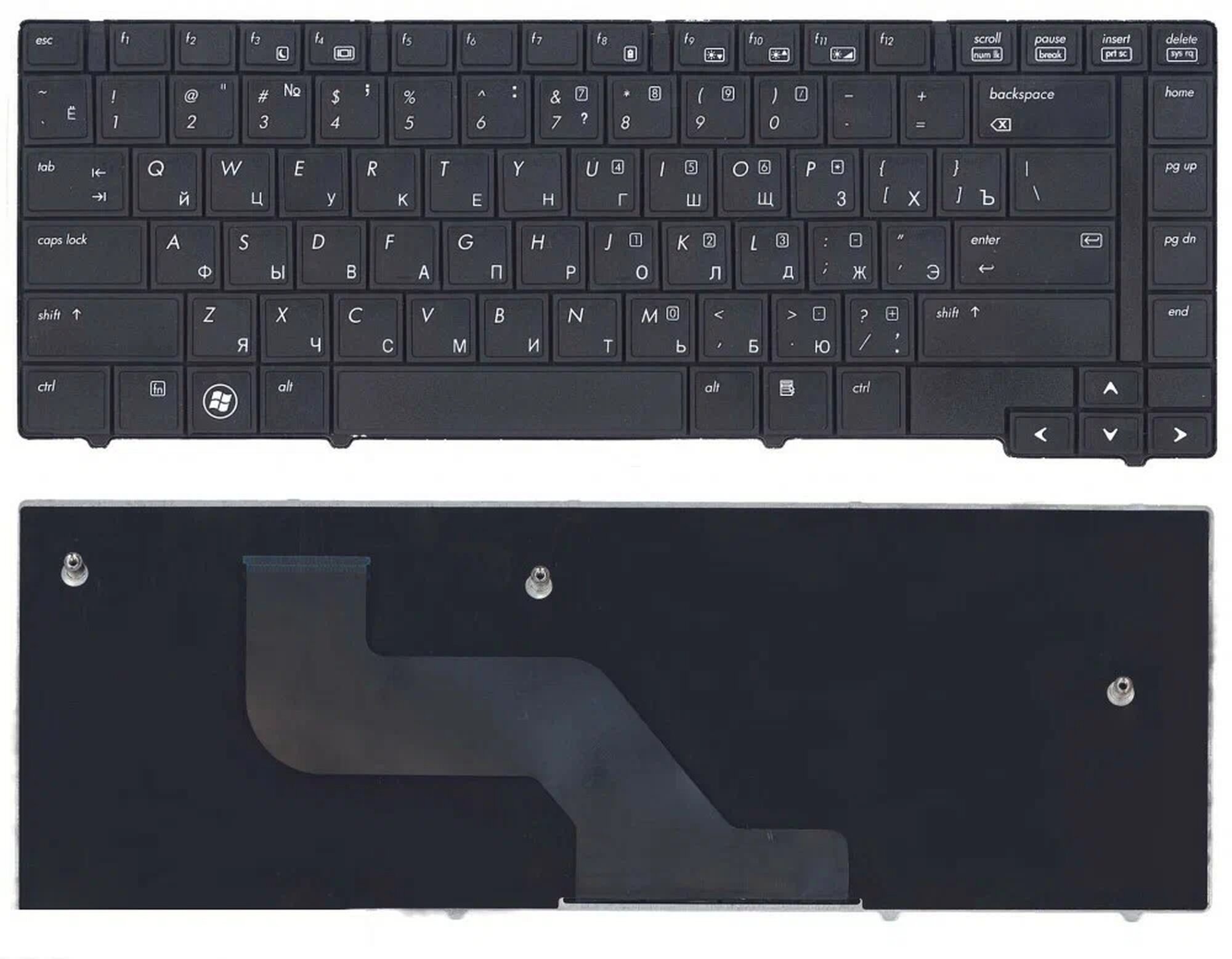 Клавиатура для ноутбука HP EliteBook 8440P, 8440W черная, буквы белые