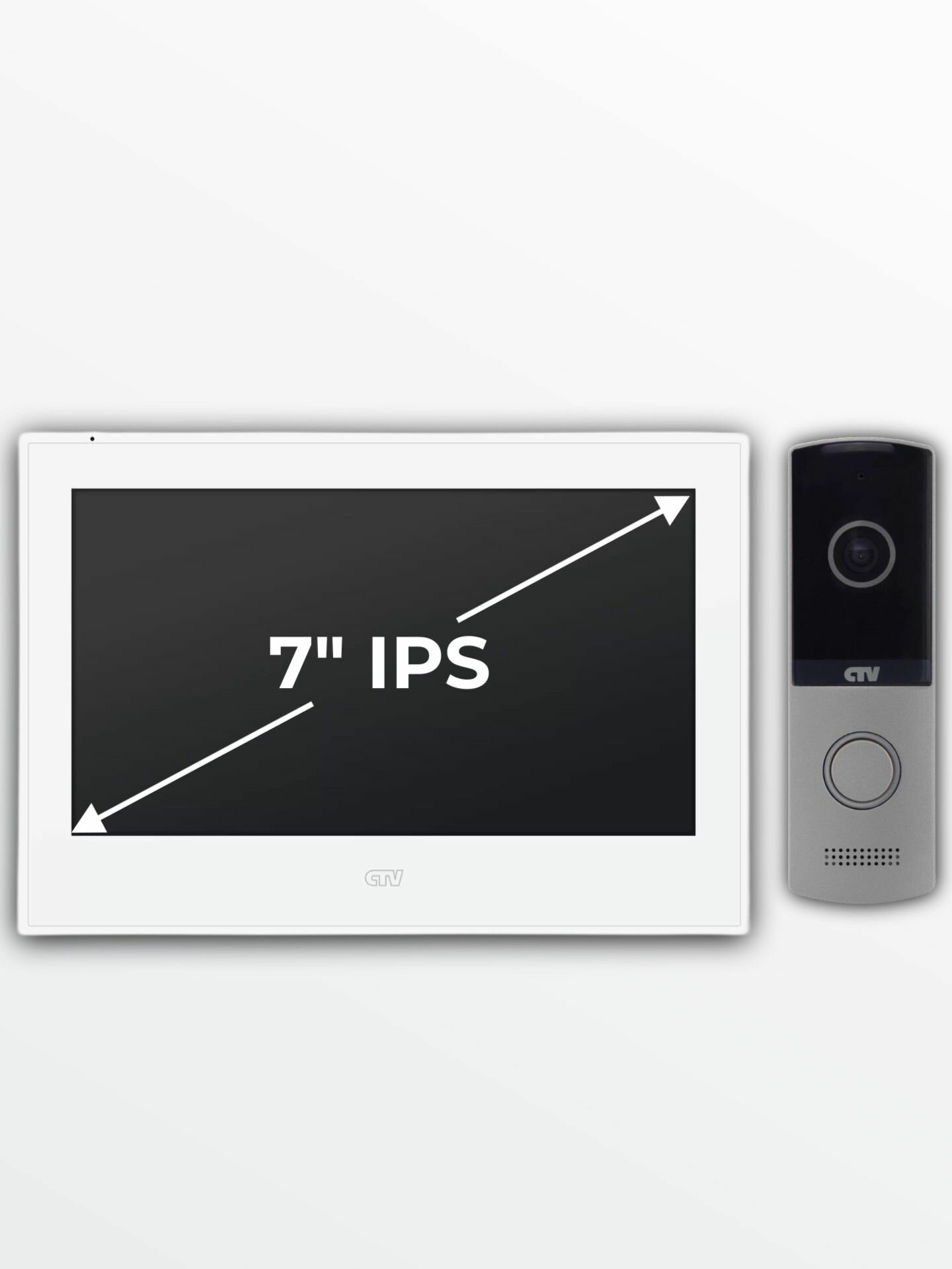 Комплект WiFi видеодомофон для квартиры: монитор 7" CTV-M5704AI (W) + вызывная панель CTV-D4003NG (S), для дома или офиса, управление со смартфона, AI-функции, подключение к подъездному домофону