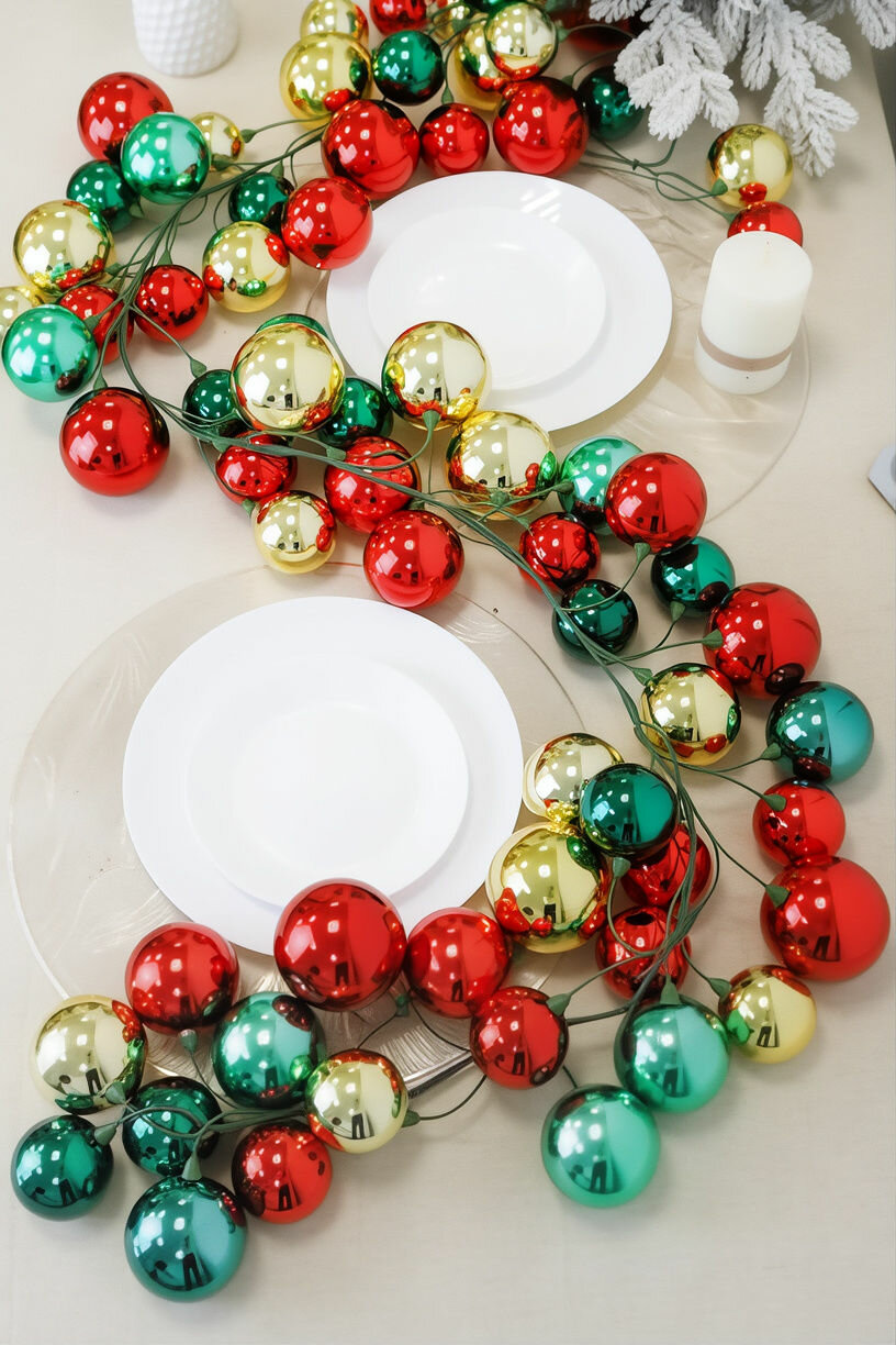 Гирлянда из шаров 6-8 см новогодний каскад: классика, пластик, 180х17 см, Winter Deco 1097084