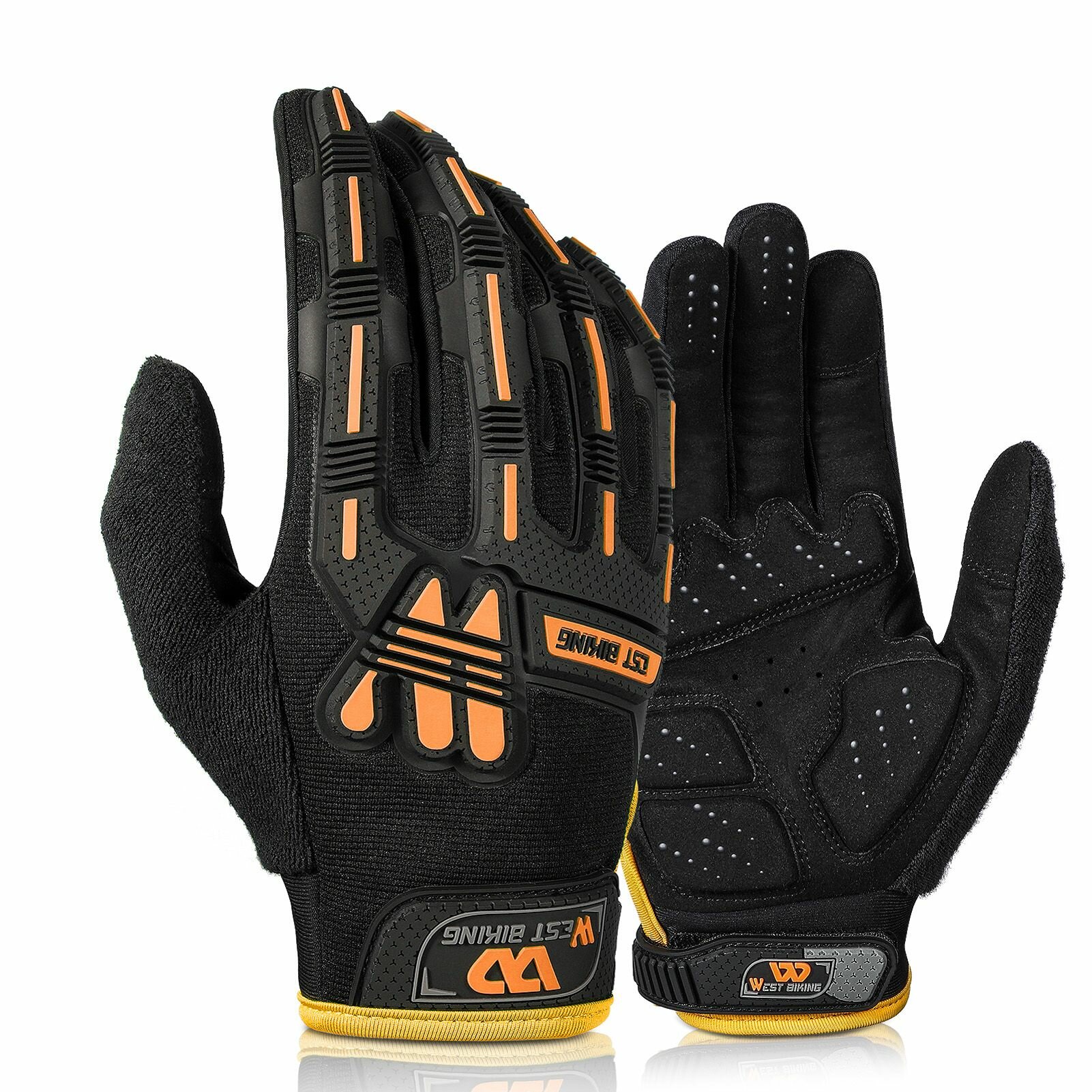Перчатки для верховой езды WEST BIKING Нескользящие велосипедные перчатки с полными пальцами