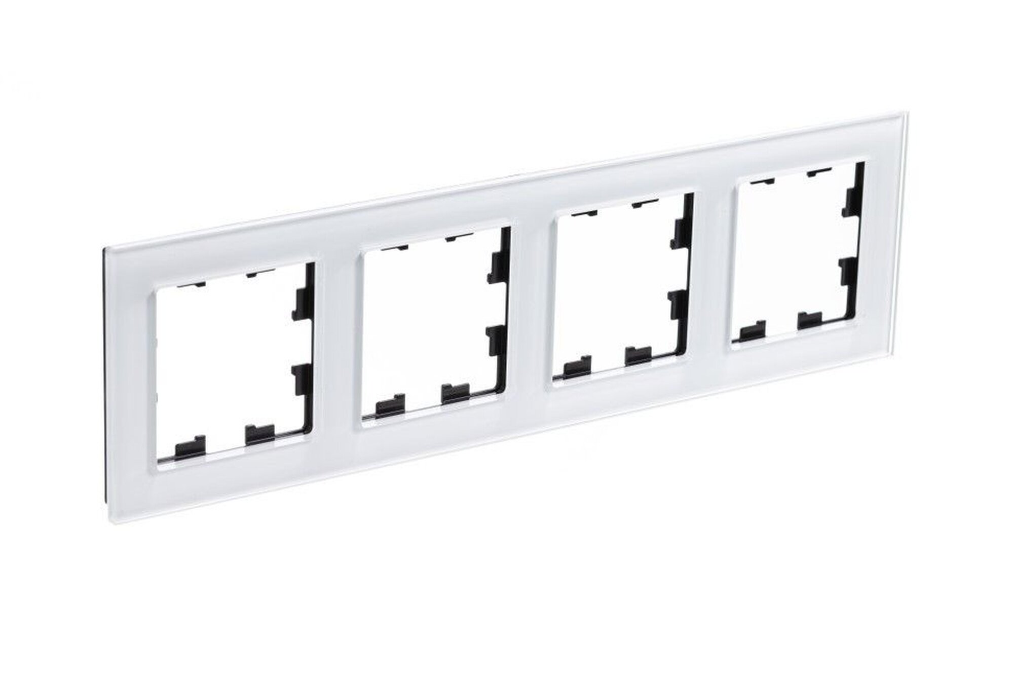 Рамка электроустановочная на 4 поста универсальная (стекло белое) Schneider Electric AtlasDesign Nature