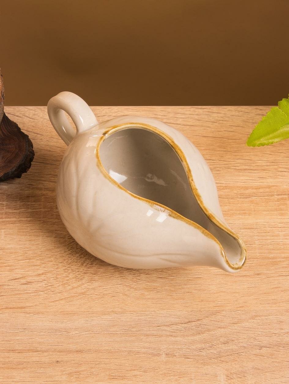 Соусник с ручкой, материал керамика, размер 8x9x16 см, цвет белый