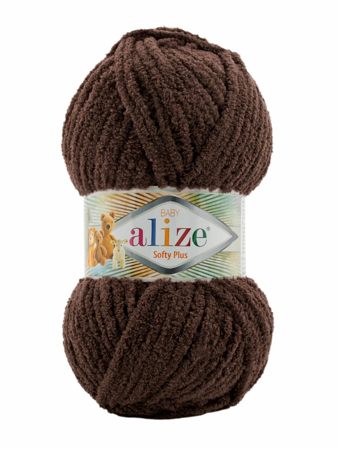 Пряжа ALIZE SOFTY PLUS (Ализе), темный шоколад - 493, 100% микрополиэстер, 5 мотков, 100 г, 120 м.