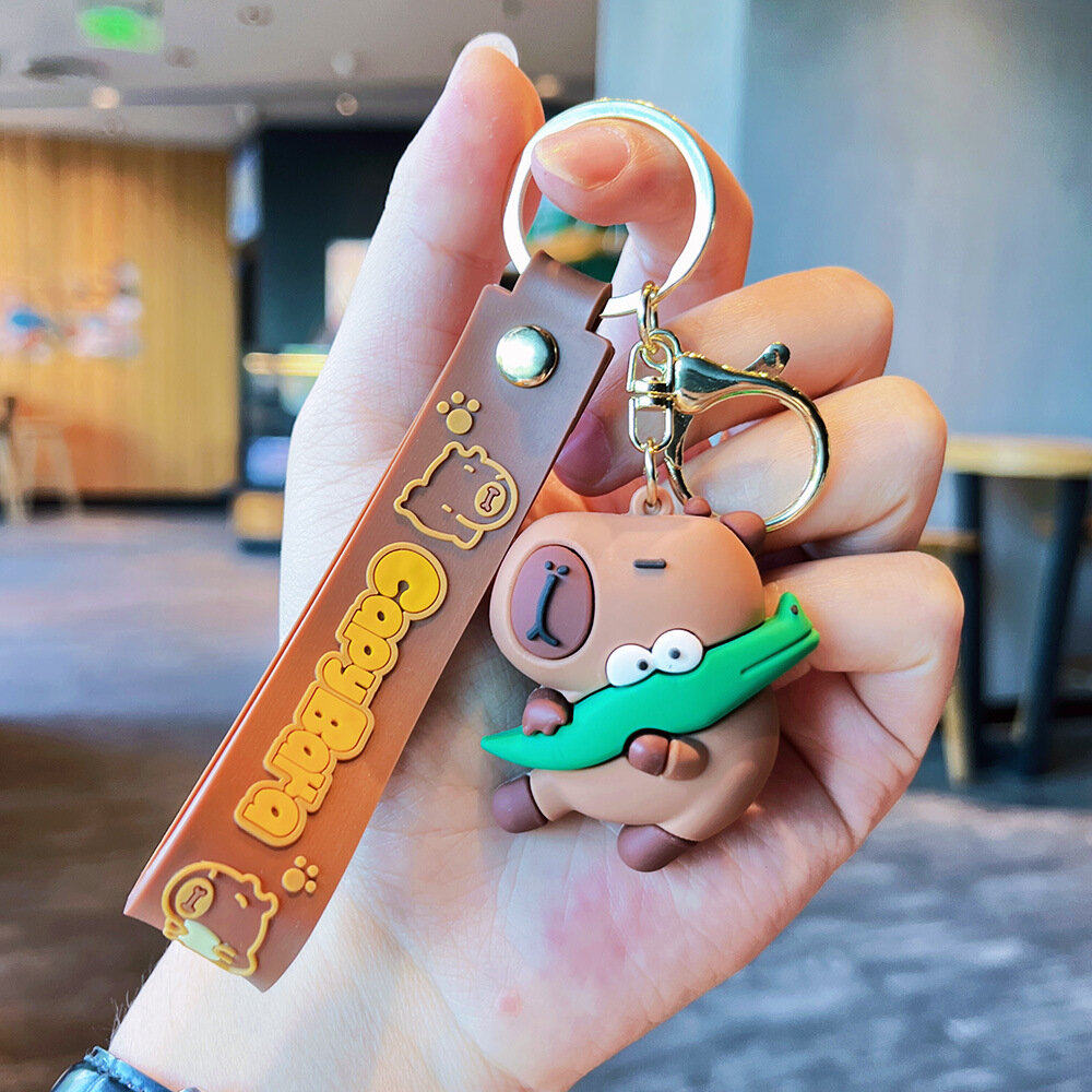 Креативный брелок-кукла из серии Capiba, милый 3D брелок в виде капибары, подвеска для сумки для пары, кулон Capiba, капибара, обнимающая крокодила