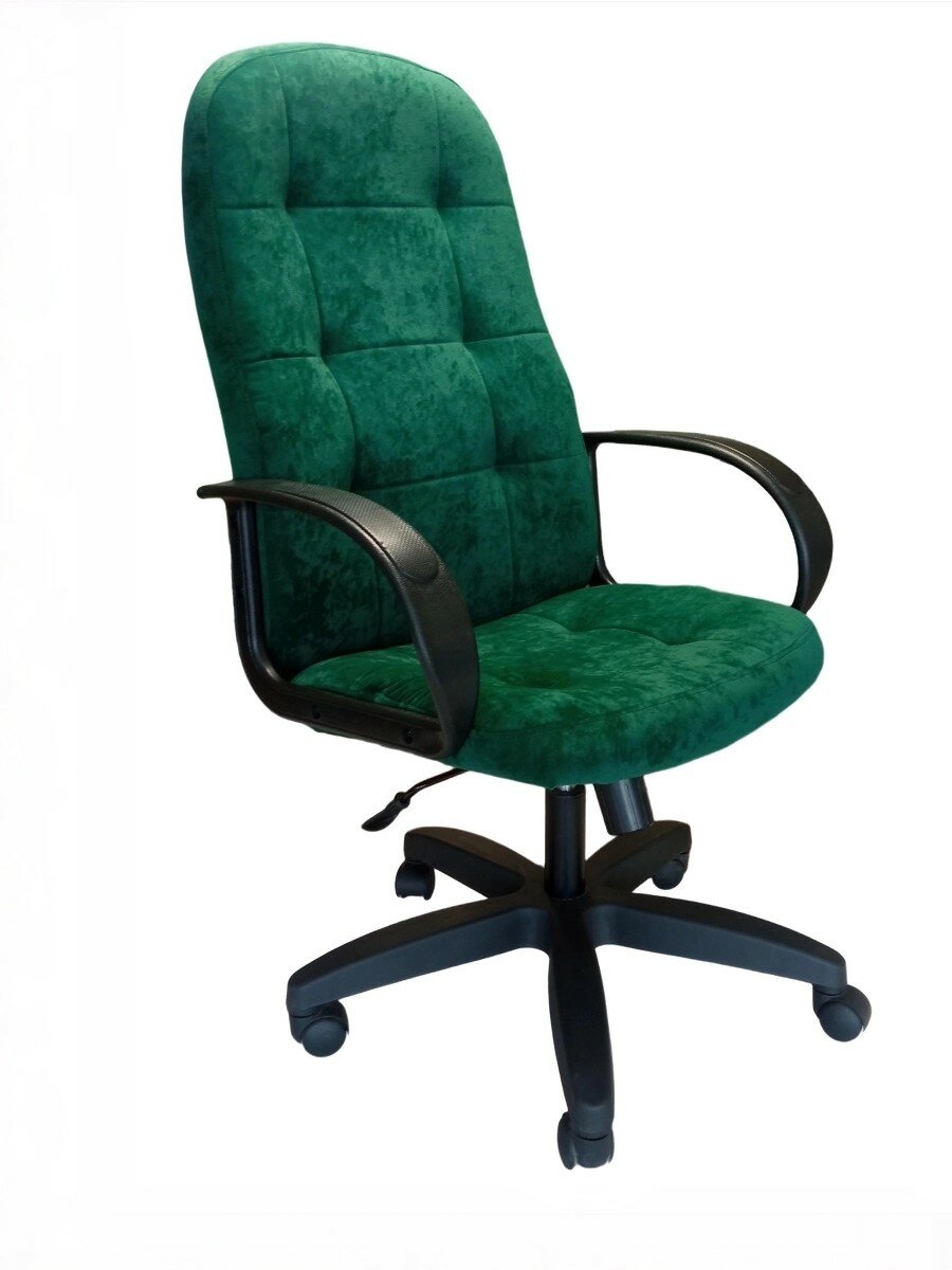 Офисное компьютерное кресло StylChairs Пилот Ультра, обивка велюр, цвет темно-зеленый
