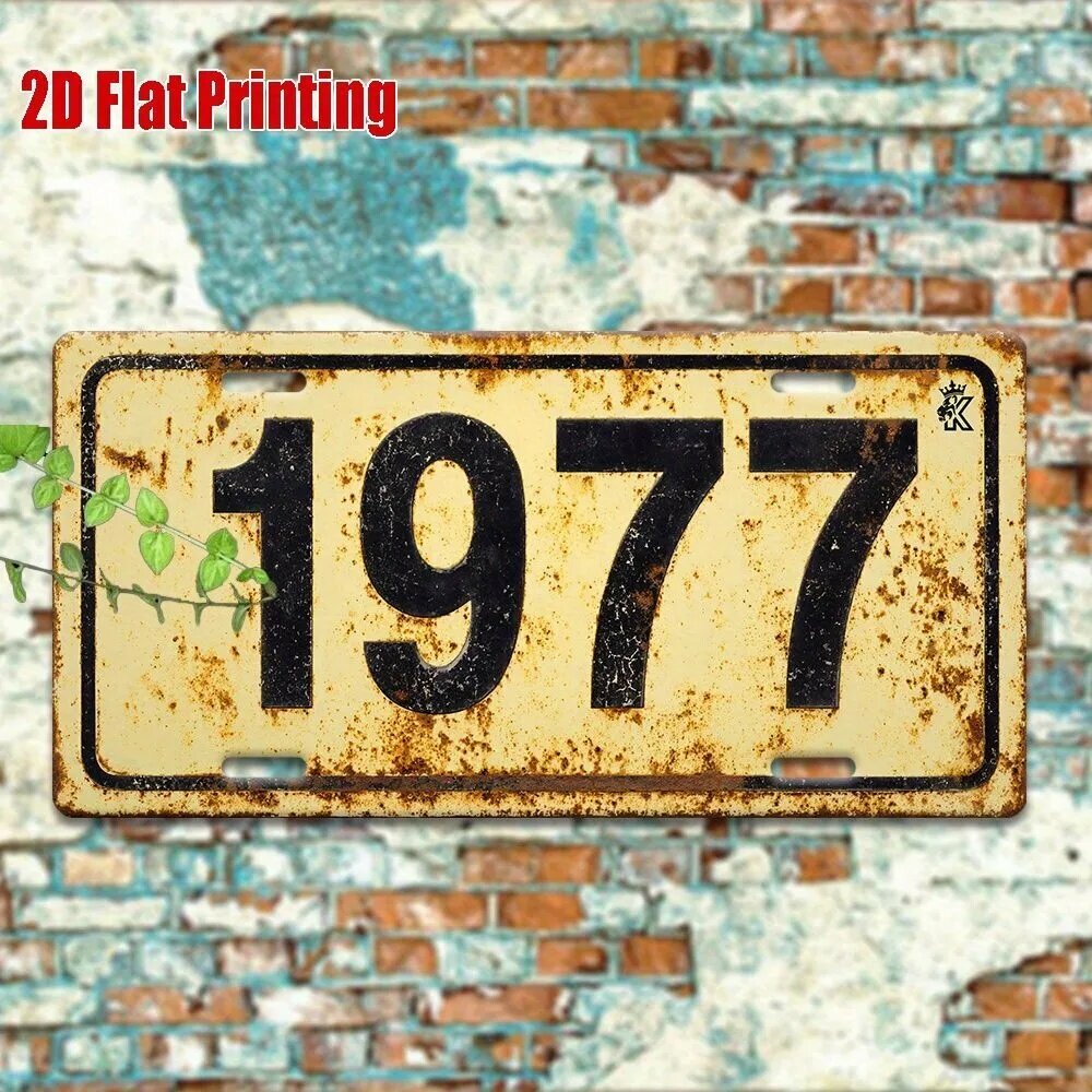 Декоративная Табличка Номерной знак-"1977 год" , подарок мужчине в гараж, металл, 15х30 см
