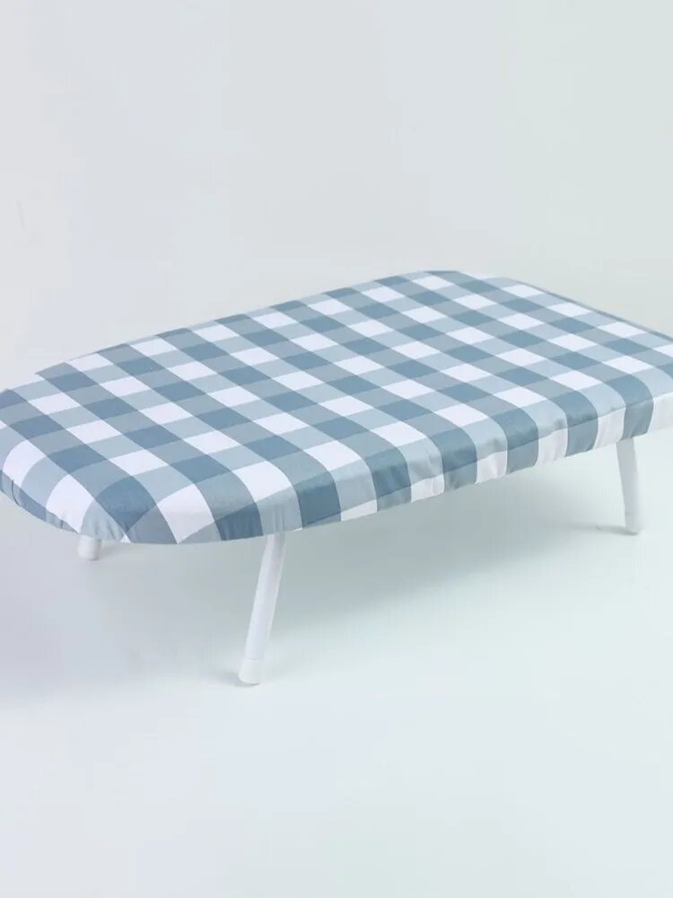 Гладильная доска настольная складная с хлопковым чехлом в сине-белую клетку