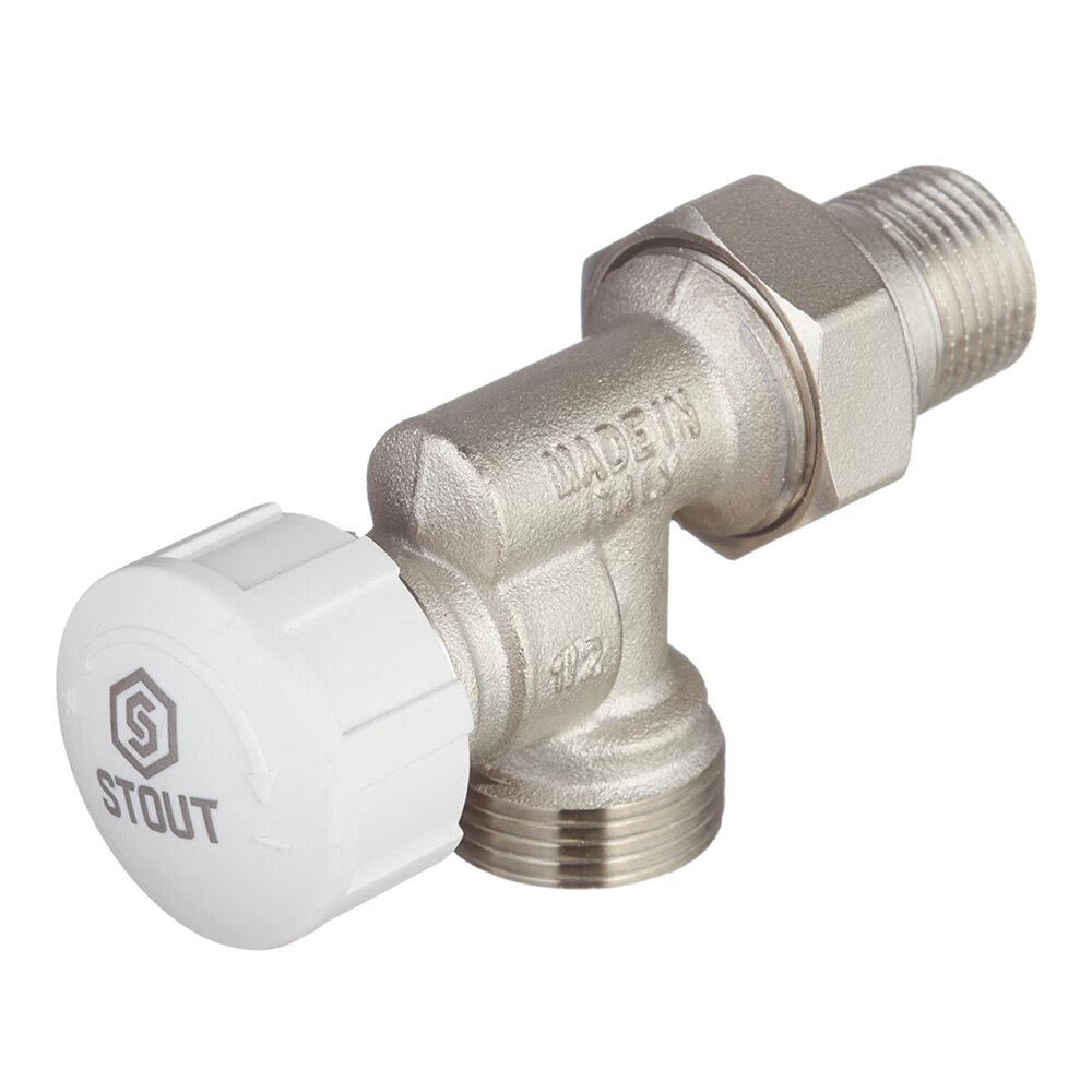 Клапан термостатический угловой Stout 1/2 ВР(г) х 3/4 НР(ш) ЕК для радиатора (SVT-0005-100015) Stout SVT-0005-100015