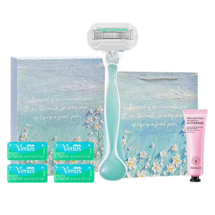 Бритвенные принадлежности мужские Gillette Venus Aloe Vera 1 Knife Racks 4 Blades+Romantic Flower Sea Box
