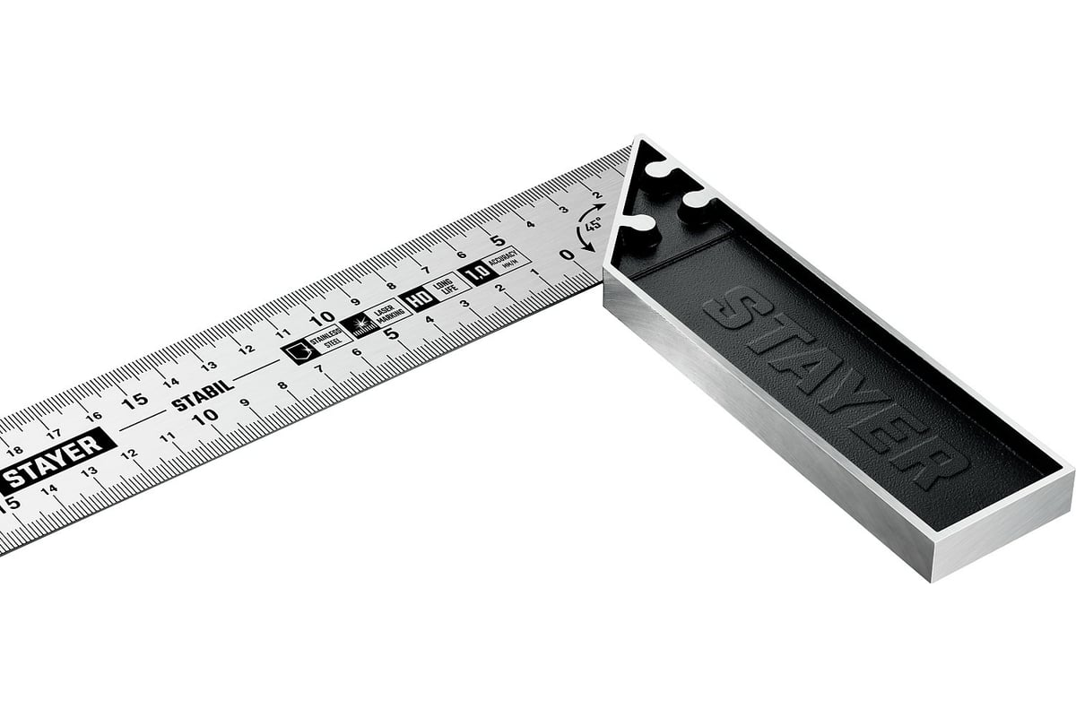 Угольник столярный STAYER STABIL, с нержавеющим полотном, 300 мм {3431-30_z02}