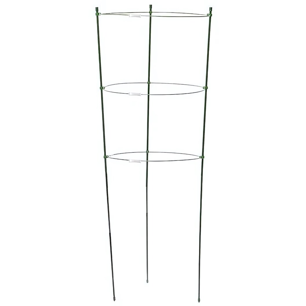 Кустодержатель 60 см, 3 кольца, металл, зеленый, для поддержки растений