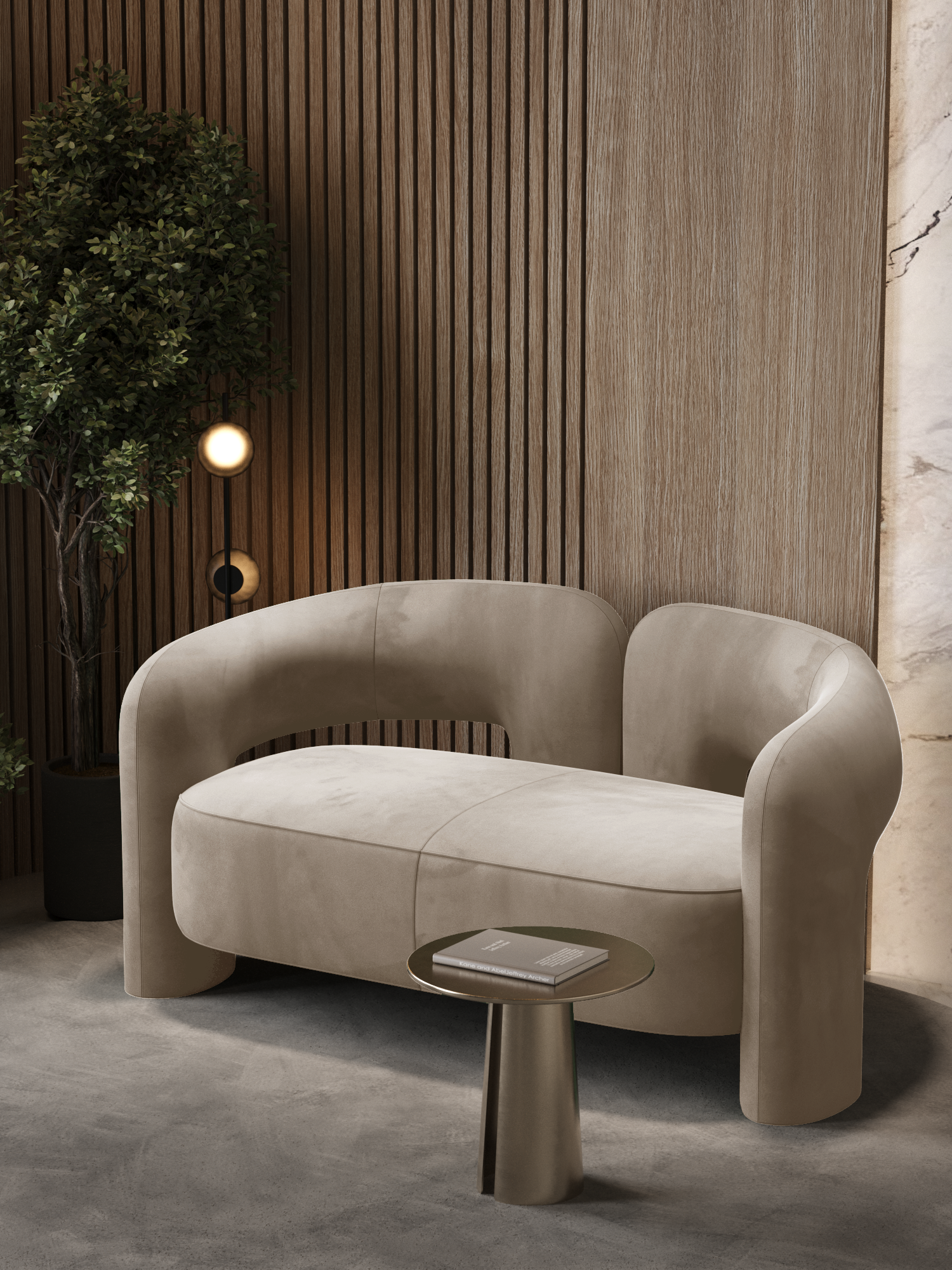 Диван дизайнерский AZZURRO, велюр DREAM BEIGE 140 см. прямой