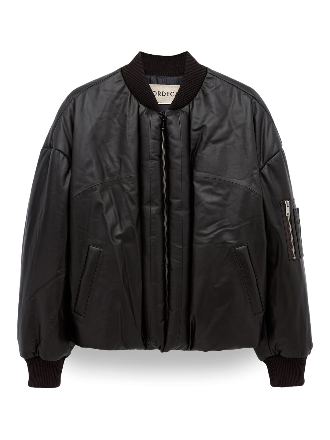 Куртка кожаная leather puffer jacket