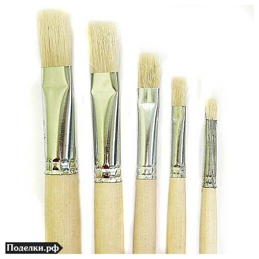 Кисть из волоса щетины №16 плоская KSH-16 (Щжп-16, щп16), цена за 1 шт.