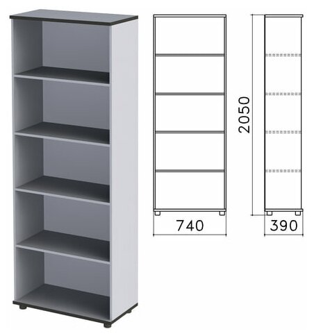Шкаф (стеллаж) "Монолит", 740х390х2050 мм, 4 полки, цвет серый, ШМ44.11