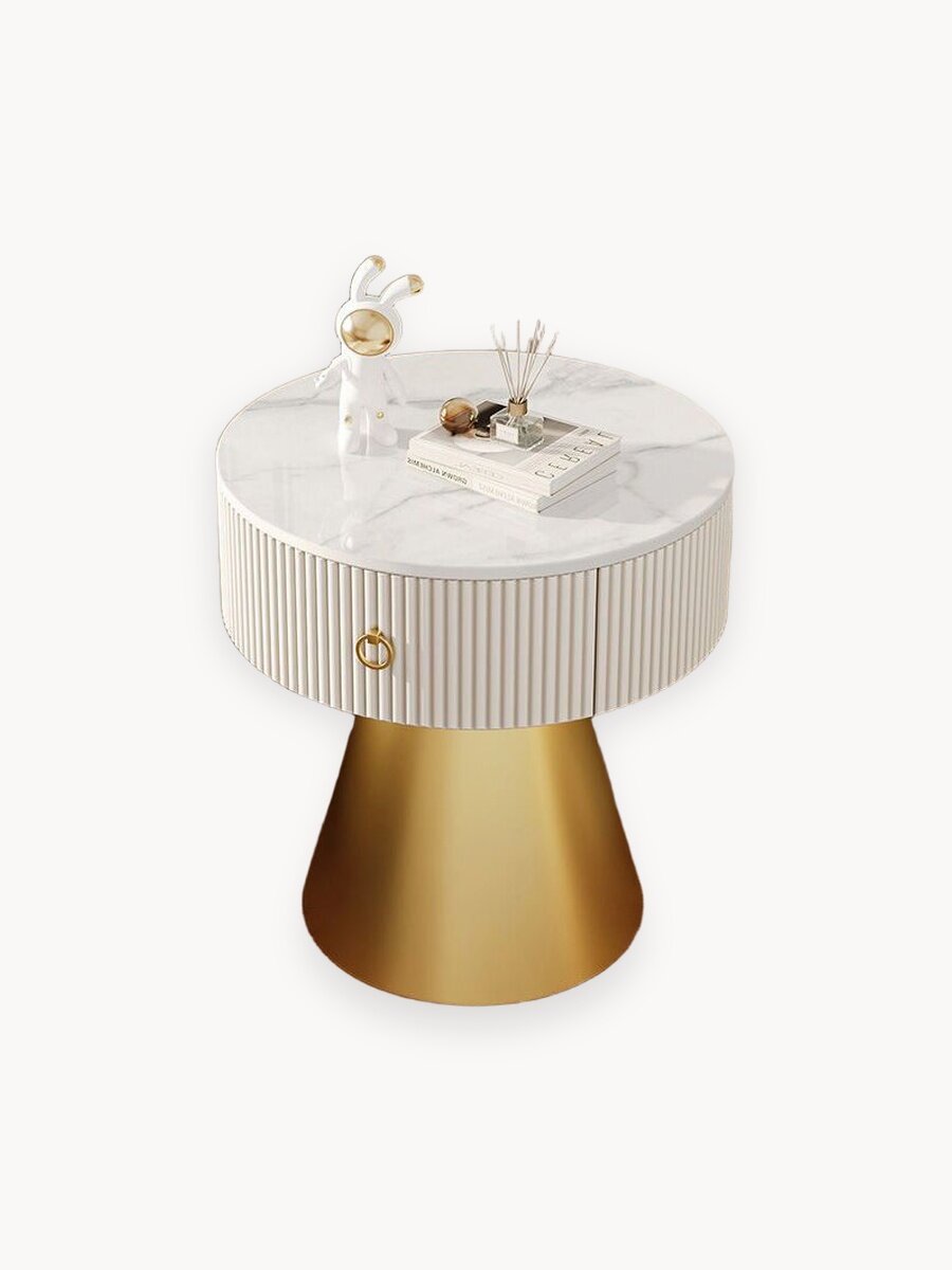 Креативный круглый прикроватный столик из каменной плиты, бытовая современная минималистская прикроватная тумбочка