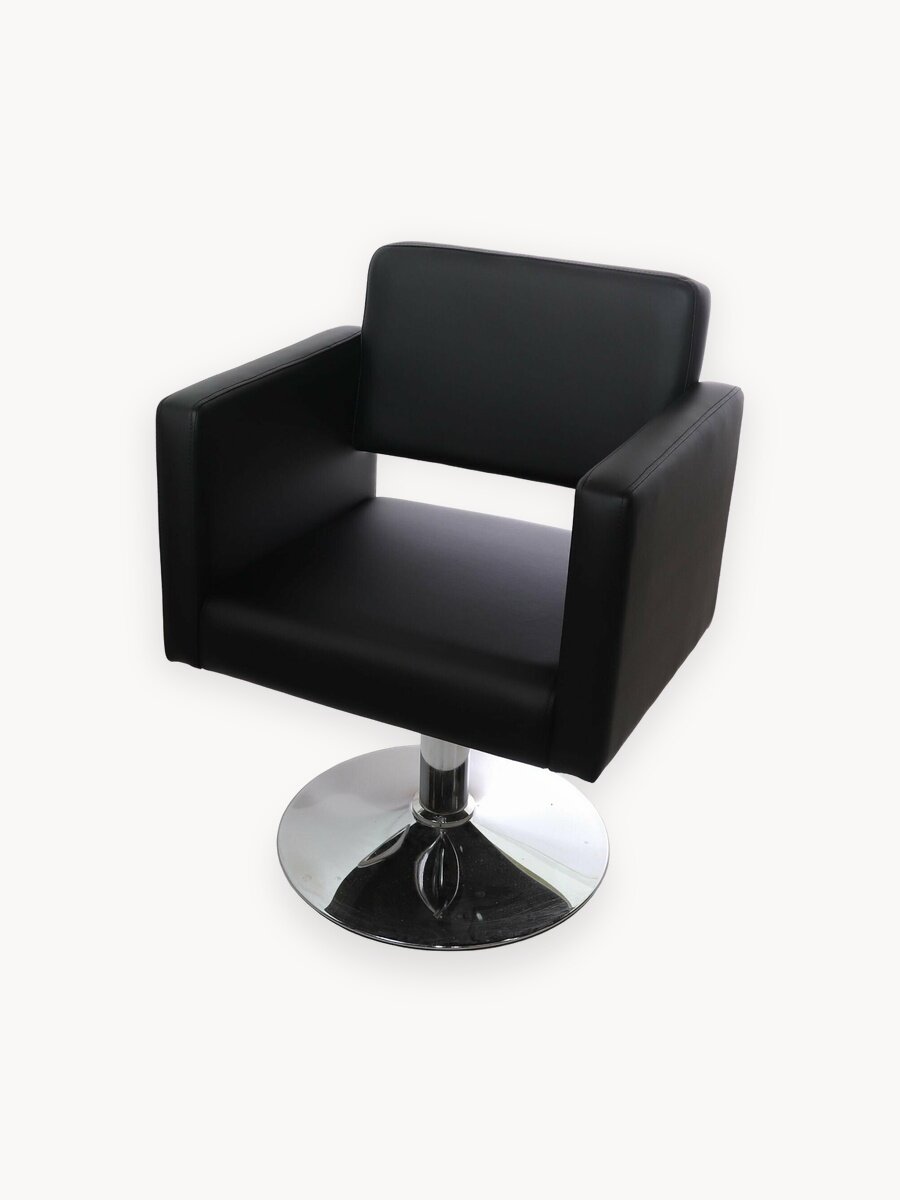 Парикмахерское кресло "Кубик II", цвет - черный, основание - диск