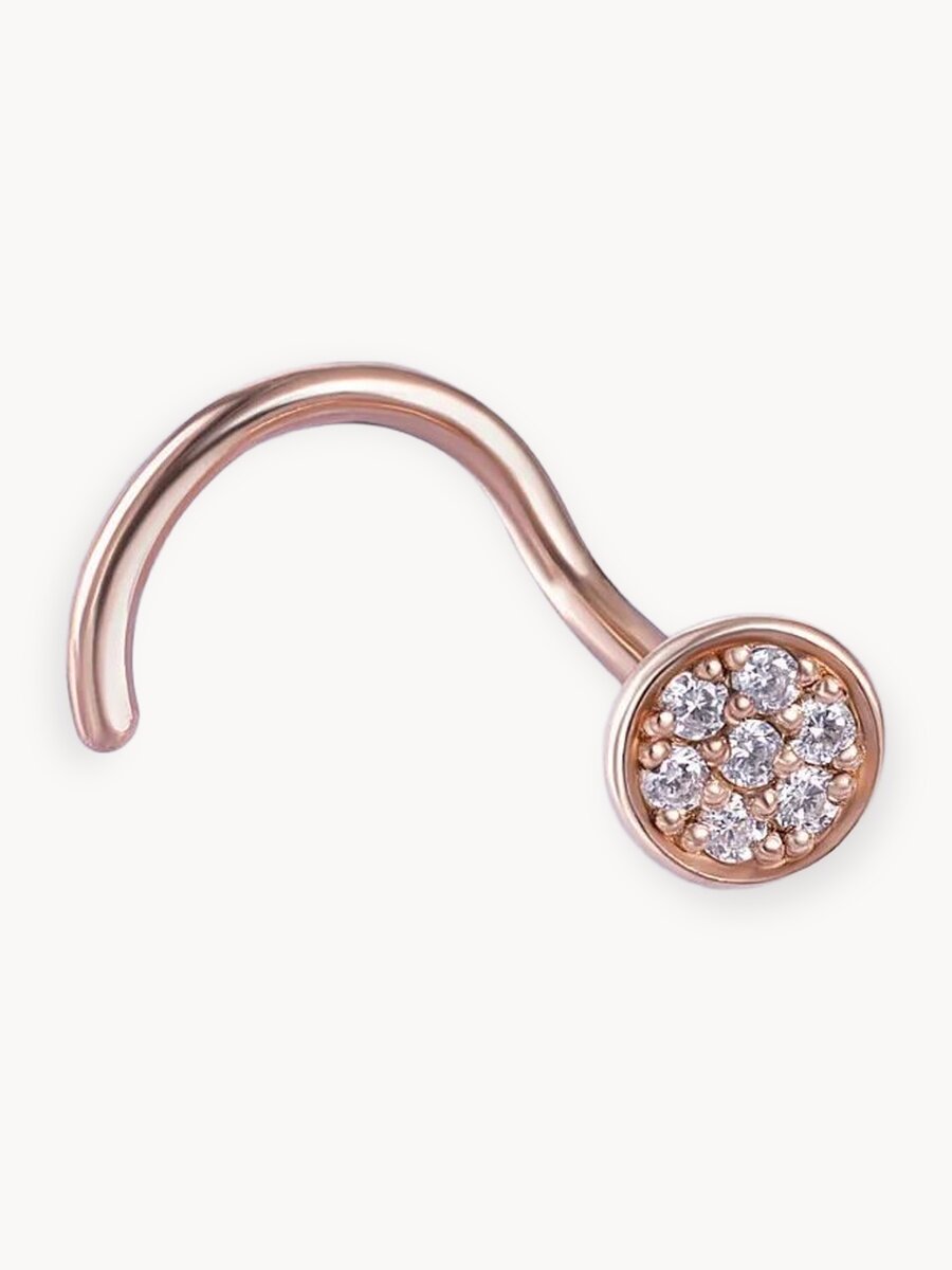 Пирсинг в нос, красное золото, 375 проба, фианит