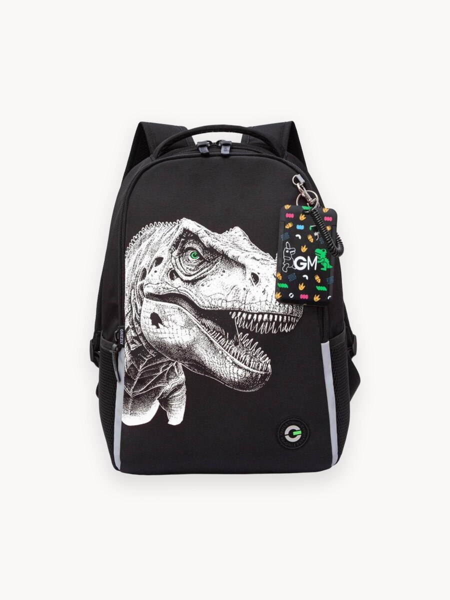 Школьный рюкзак GRIZZLY для мальчиков, RB-551-6, черный - фосфорный, 29х38х16