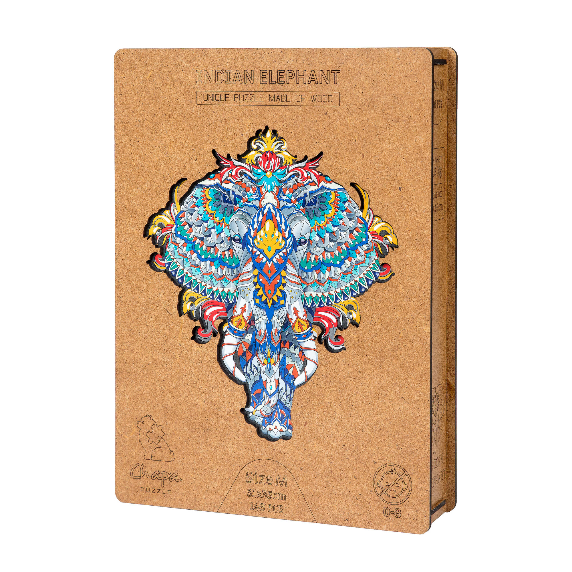 Деревянный пазл Chapa "Индийский Слон" M , 35х40 см, 148 деталей