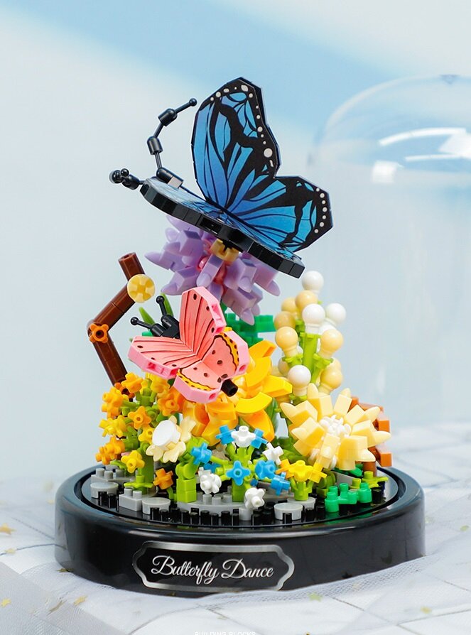 Конструктор 3D из миниблоков Balody Цветы с бабочками в колбе, 350 деталей - BA16369