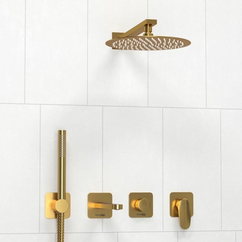 Душевая система скрытого монтажа с тропическим душем WasserKRAFT, Золотой