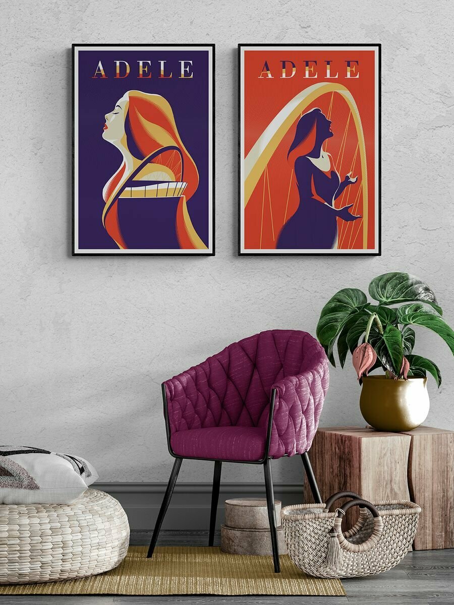 Набор из двух постеров Адель. Красочный Арт