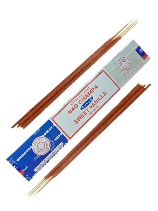 Индийские благовония Satya Combo Nag Champa + Sweet Vanilla (Комбо Наг Чампа + Сладкая Ваниль) 16гр